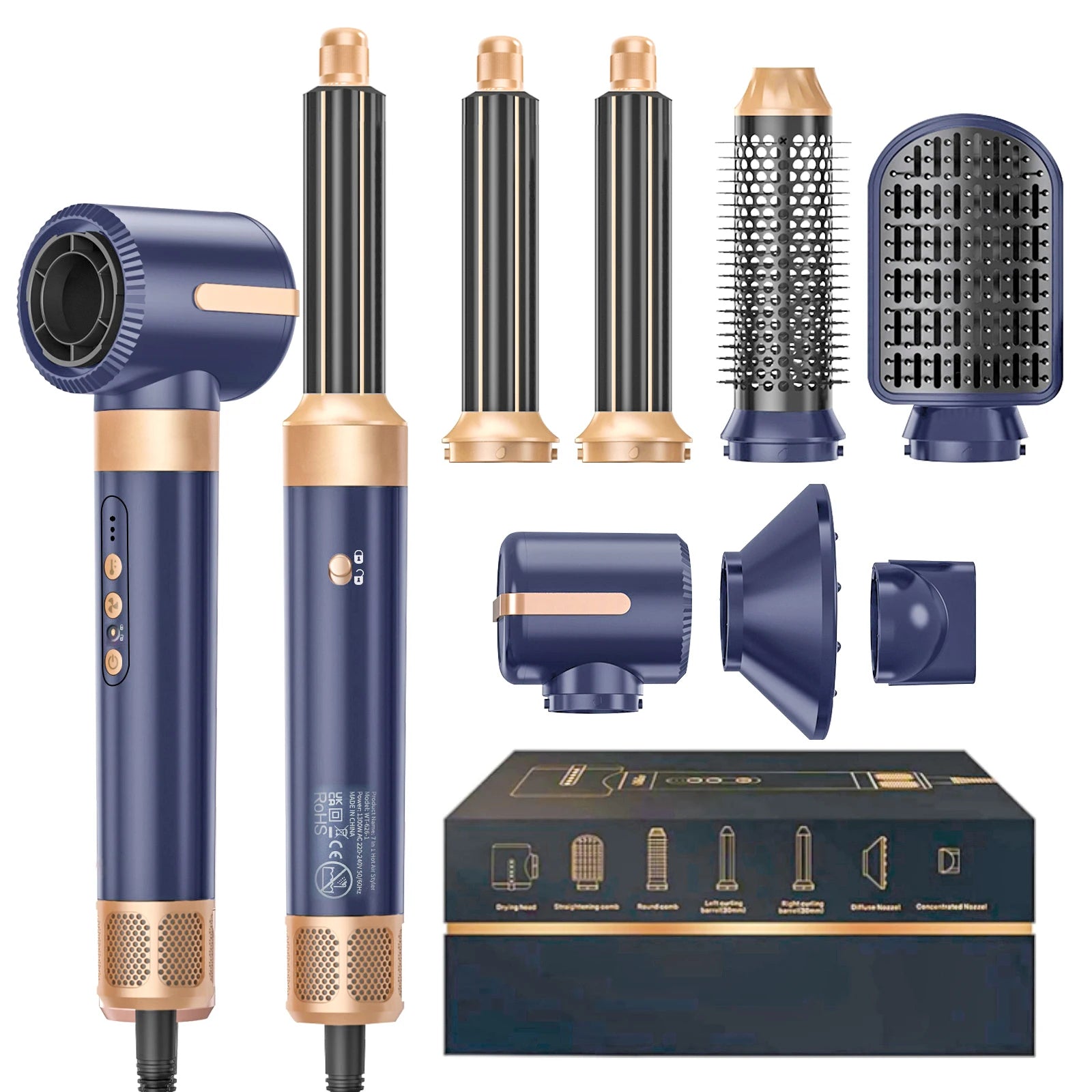 7-in-1 Hair Dryer Brush Ionic High-Speed Hot Air Styler with Diffuser