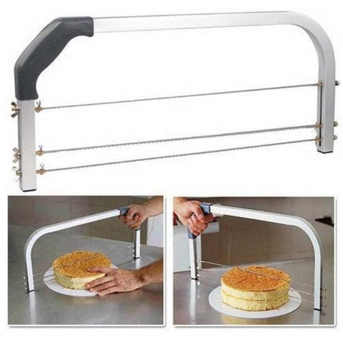 Adjustable Cake Leveler – Stainless Steel Cake Slicer with 3 Blades