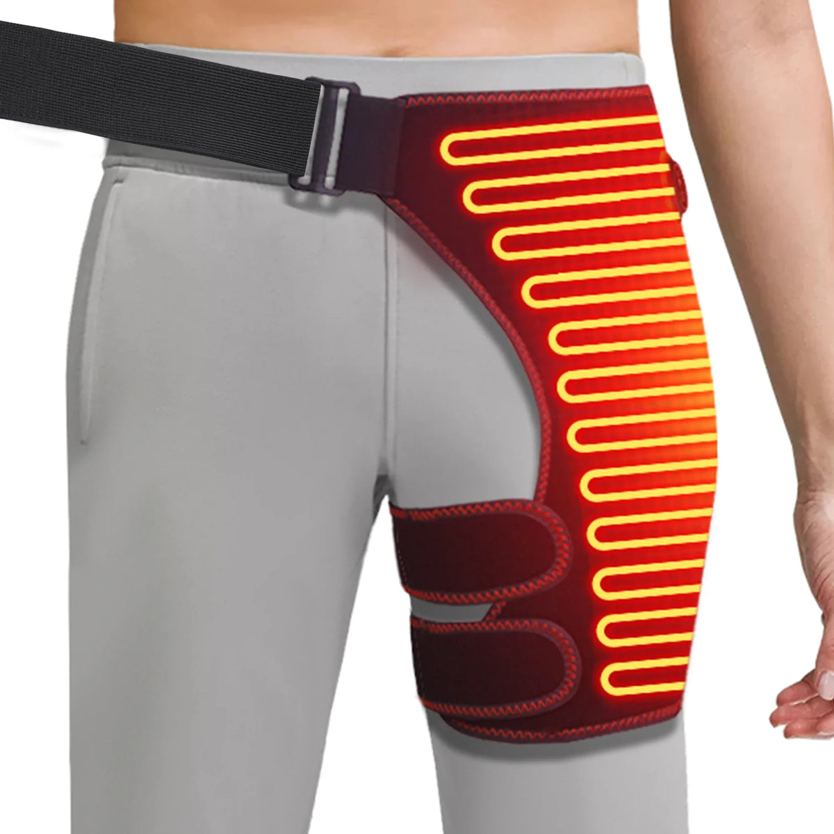 Heated Hip Support Brace – Cordless Massager for Sciatica And Back Pai