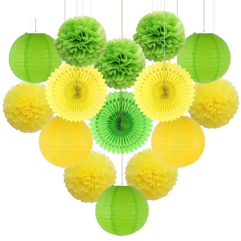 15pcs/lot Tissue Paper Lantern Pom Flower Rosette