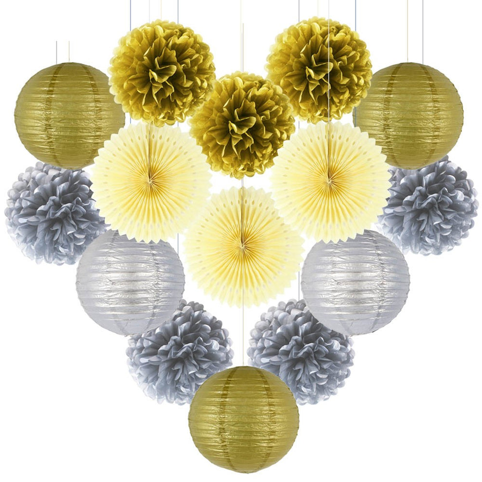 15pcs/lot Tissue Paper Lantern Pom Flower Rosette