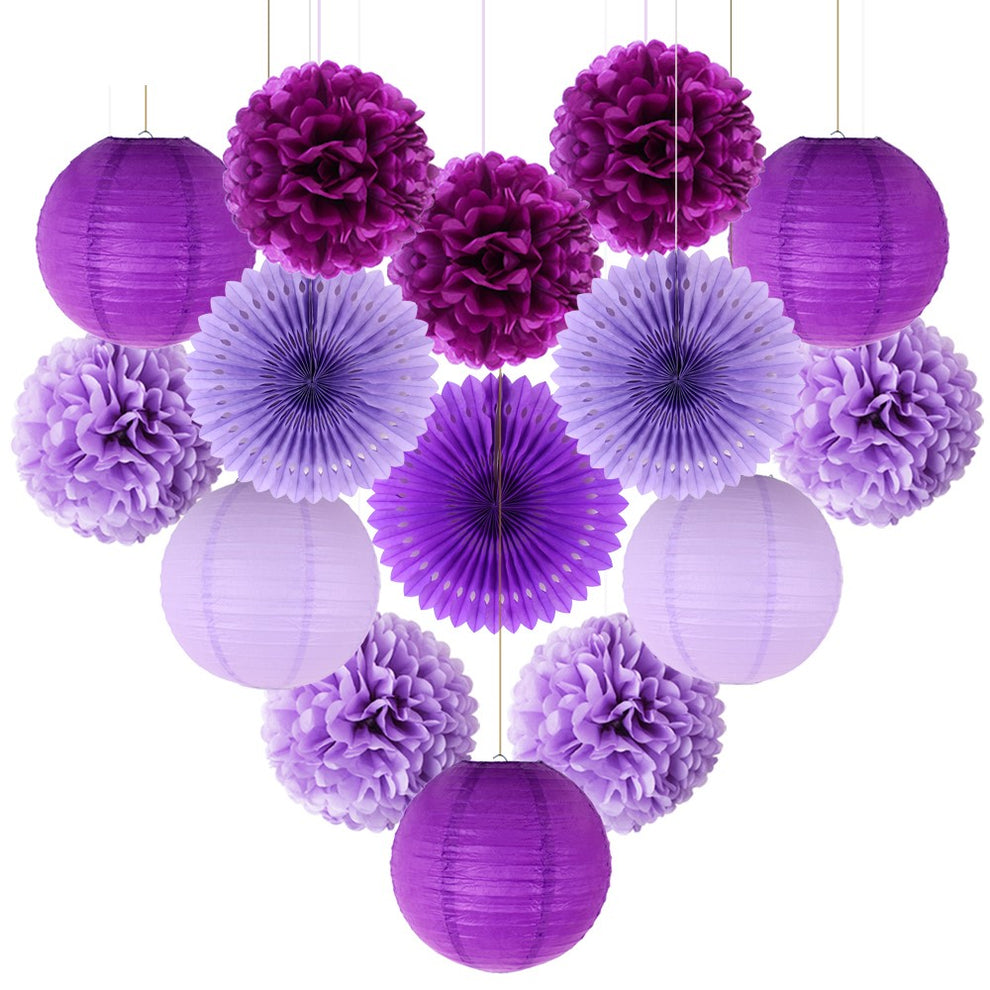 15pcs/lot Tissue Paper Lantern Pom Flower Rosette