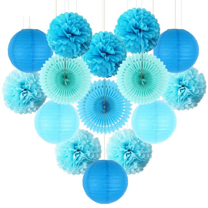 15pcs/lot Tissue Paper Lantern Pom Flower Rosette