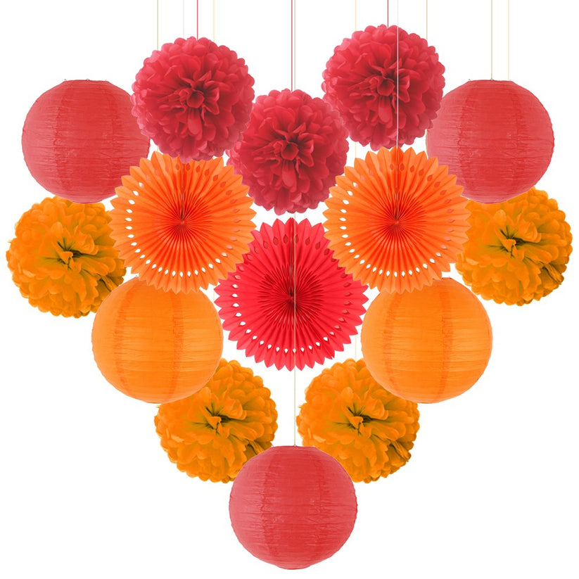 15pcs/lot Tissue Paper Lantern Pom Flower Rosette